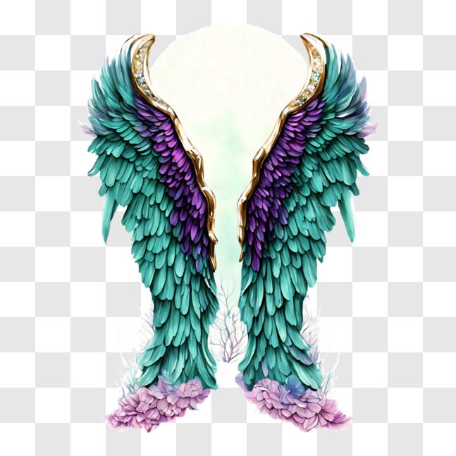 Download Blue and Purple Angel Wings with Full Moon in the Background ...