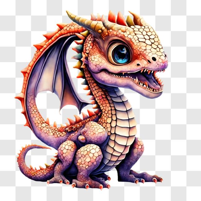 Download Small Pink Dragon with Blue Eyes on a Black Background PNGs ...