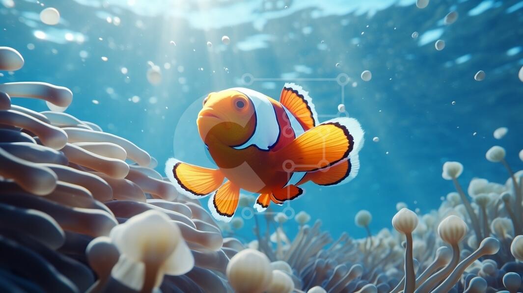 Colorful Clown Fish in Coral Reef stock photo | Creative Fabrica