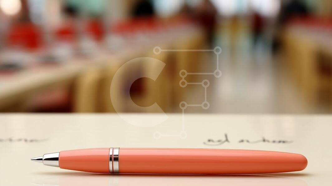 Pink Pen on Table with Chairs stock photo | Creative Fabrica