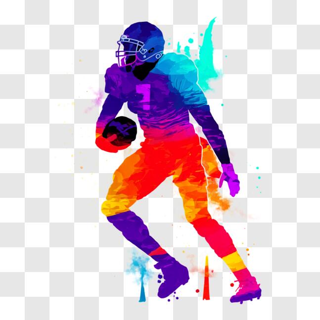 Download Football player running with colorful paint splashes on ...