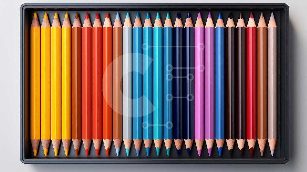 Color Pencils in a Neatly Arranged Box stock photo | Creative Fabrica