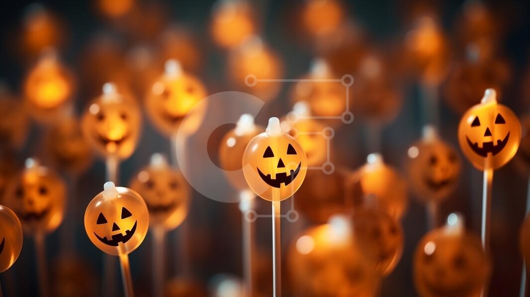 Spooky Halloween Pumpkin Lollipops on a Dark Background stock photo ...