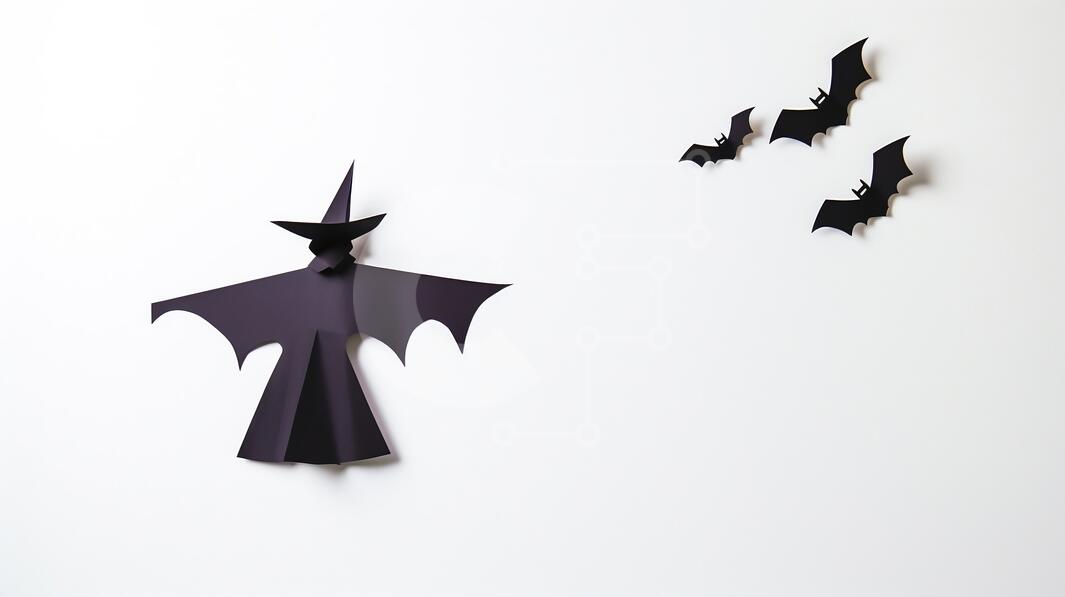Spooky Halloween Wall Decor with Bats and Witches stock photo ...