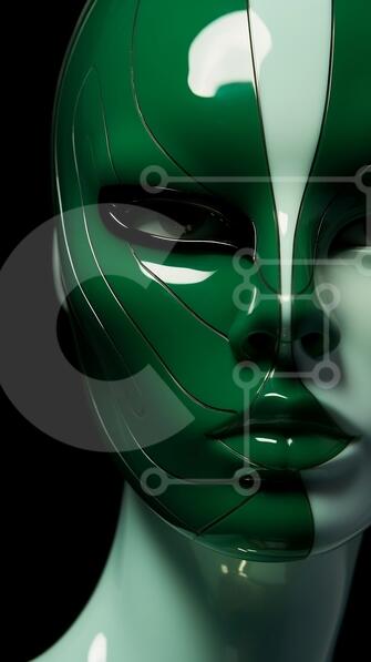 Woman Wearing Green Striped Mask stock photo | Creative Fabrica