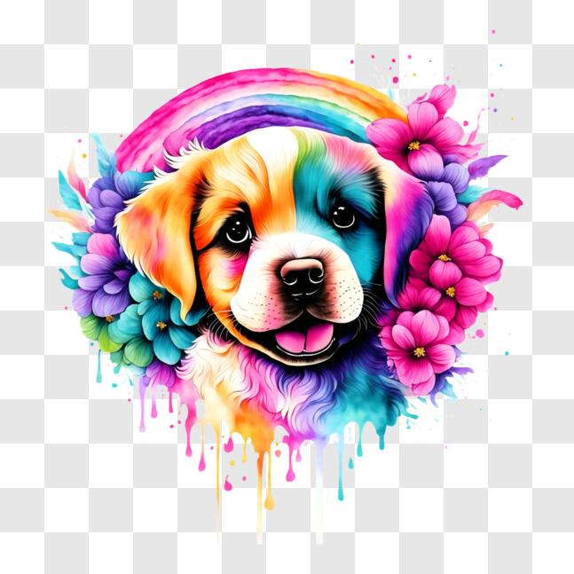 Download Colorful Rainbow Dog Painting PNGs Online - Creative Fabrica