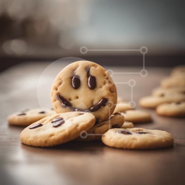 Delicious Smiley Face Cookies with Chocolate Decorations stock photo ...