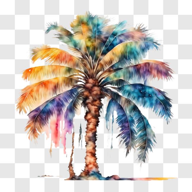 Download Colorful Watercolor Palm Tree Painting PNGs Online - Creative ...