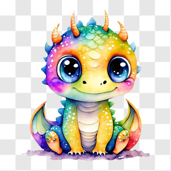 Download Colorful Baby Dragon Wall Art for Kids' Room Decor PNGs Online ...