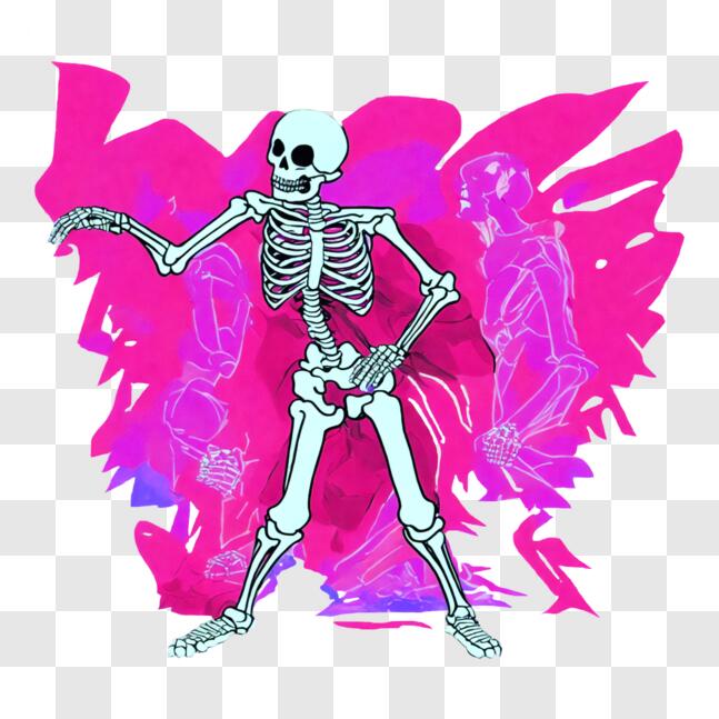 Download Colorful Skeleton Dancing with People in Pink and Purple PNGs ...