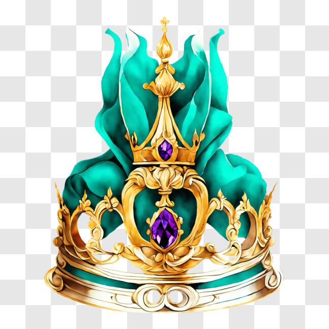 Download Gold Crown with Purple and Turquoise Ribbons PNGs Online ...