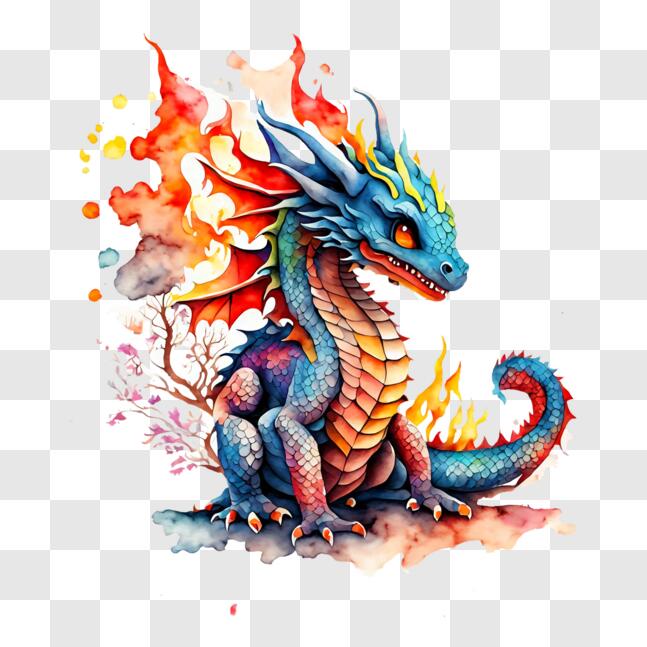 Download Colorful Dragon Illustration PNGs Online - Creative Fabrica