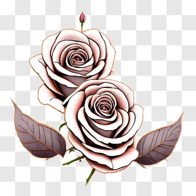Download Intertwined White Roses with Brown Leaves PNGs Online ...