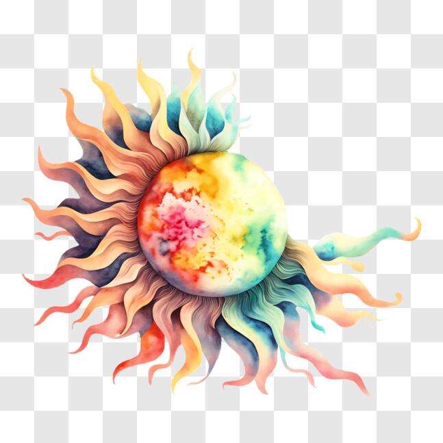 Download Abstract Stylized Sun with Bright Colors and Swirling Design ...