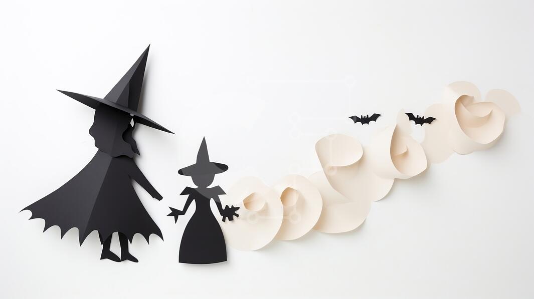 Halloween Decoration with Witches and Bats stock photo | Creative Fabrica