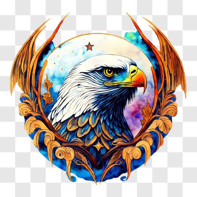 Download Colorful Eagle Head Artwork in Circular Frame PNGs Online ...