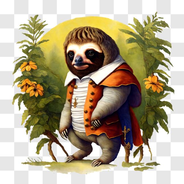 Download Sloth dressed up for Halloween in an orange outfit PNGs Online ...
