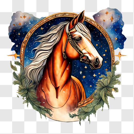 Baixe Cavalo Marrom com Flores Rosa PNGs - Creative Fabrica