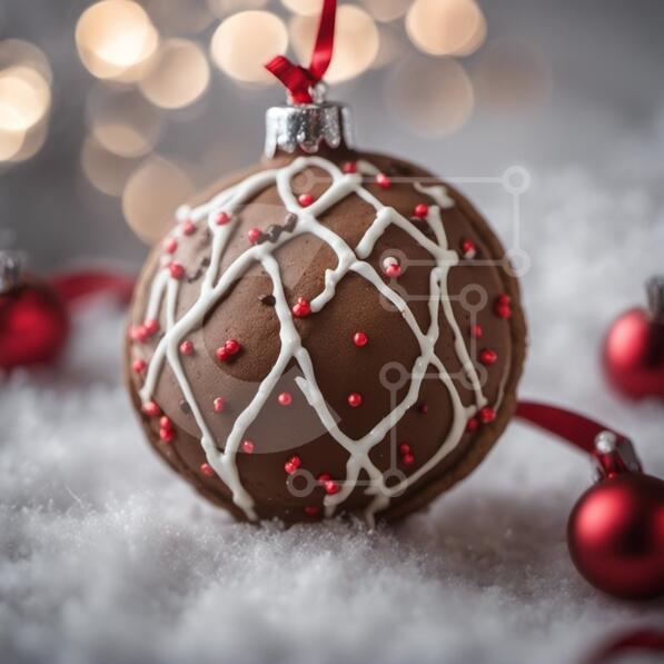 Snowy Chocolate Ball Decoration stock photo | Creative Fabrica