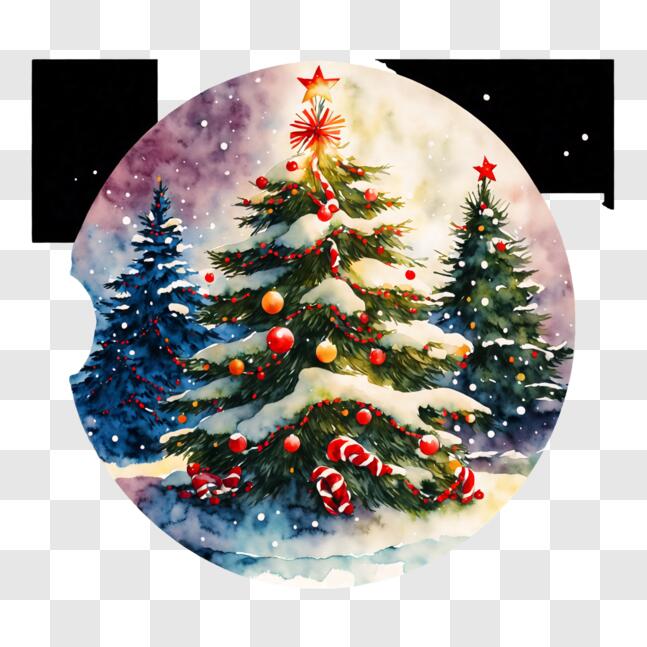 Download Round Christmas Tree Ornament with Snowflakes and Candy Canes ...