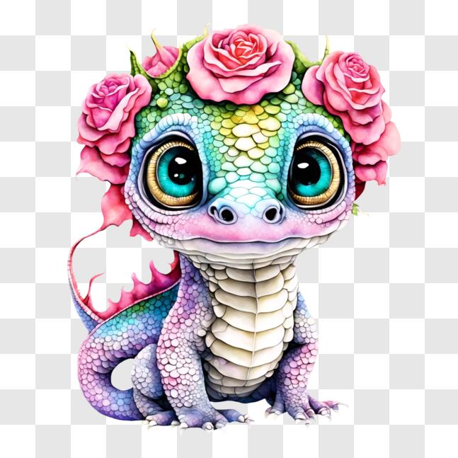 Download Cute Baby Lizard with Pink Roses and Blue Eyes PNGs Online ...