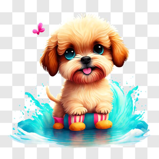 Download Happy Dog in Boots Playing with Butterfly PNGs Online ...