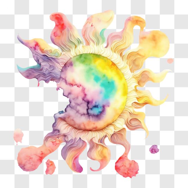 Download Colorful Abstract Painting of the Sun PNGs Online - Creative ...