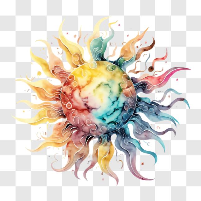 Download Bright and Colorful Stylized Sun Image PNGs Online - Creative ...