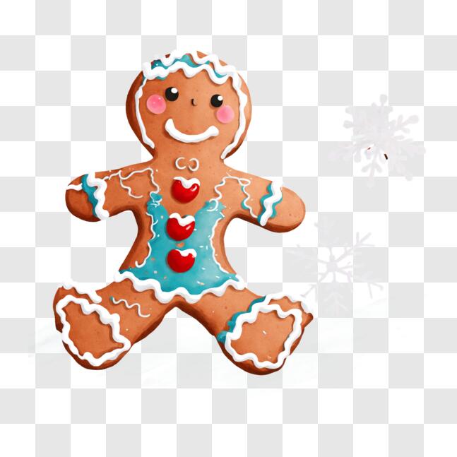 Download Gingerbread Man with Red Heart on a Black Background PNGs ...