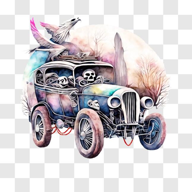 Download Gothic Horror Car Painting with Skulls and Skeletons PNGs ...
