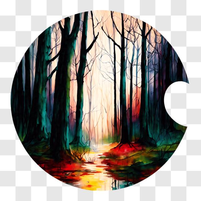 Download Idyllic Forest Coaster with Trees and Water PNGs Online ...