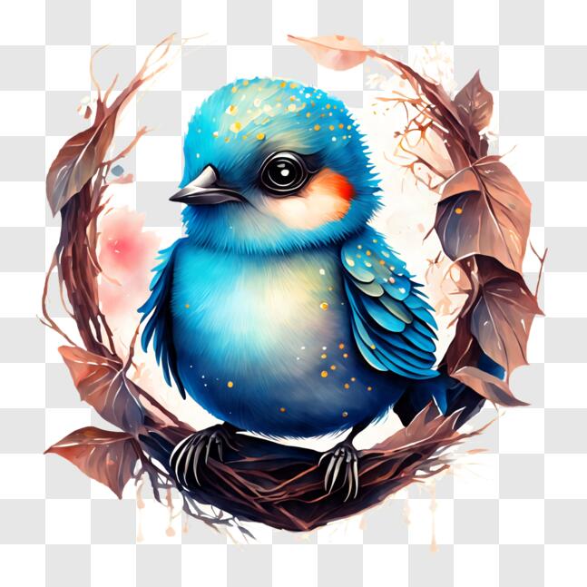 Télécharger Beau oiseau bleu dans un nid PNG En Ligne - Creative Fabrica