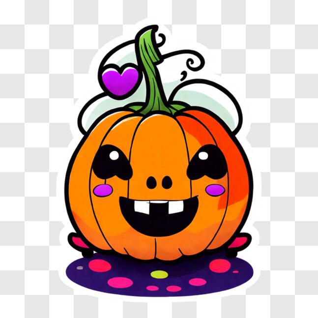 Download Cute Pumpkin Sticker with Purple Hearts and Polka Dots PNGs ...