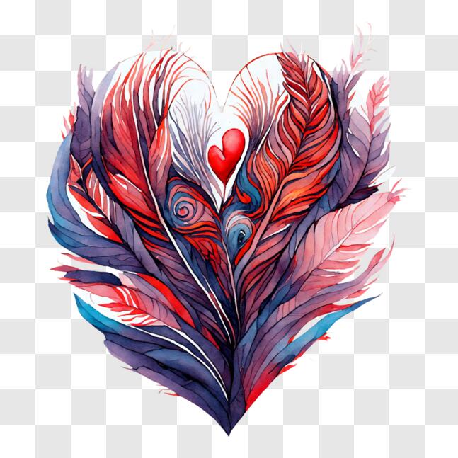 Download Colorful Feathers Heart Shape Arrangement PNGs Online ...