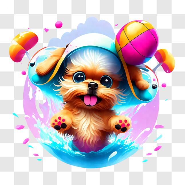 Download Happy Dog Enjoying a Swim in a Pool of Colorful Balls PNGs ...