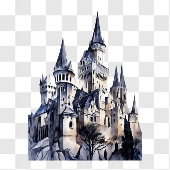 Download Elaborate Castle Watercolor Painting PNGs Online - Creative ...