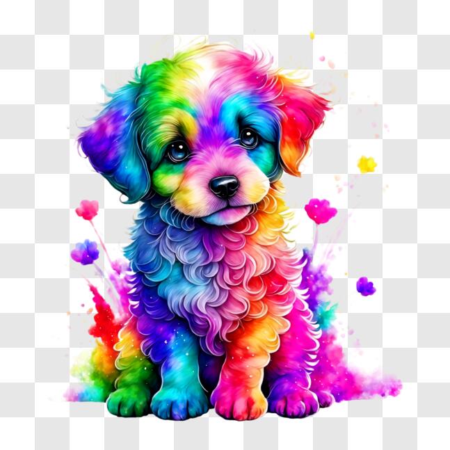 Download Colorful Dog Art Print on Black Background with Paint ...