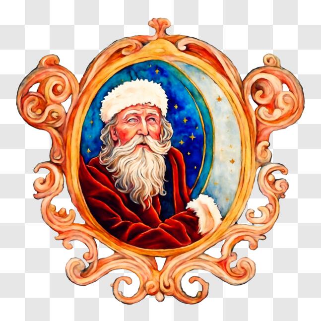 Download Christmas Painting with Santa Claus and Nativity Scene PNGs ...