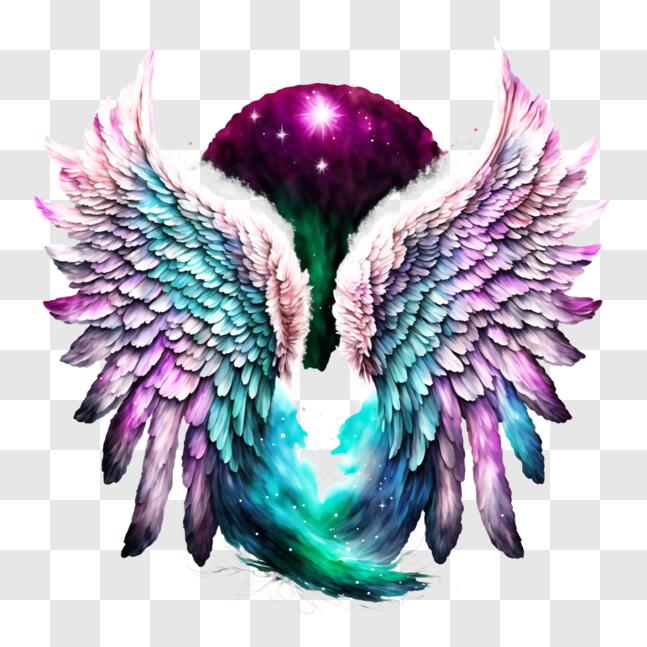 Download Colorful Angel Wings in the Shape of a Crescent Moon PNGs ...