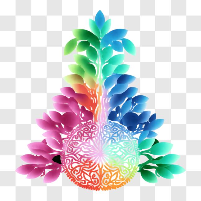 Download Colorful Abstract Design of Upside-Down Tree Leaves PNGs ...