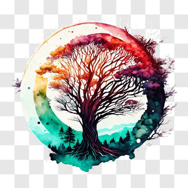 Download Colorful Tree Ornamental Circle Image PNGs Online - Creative ...
