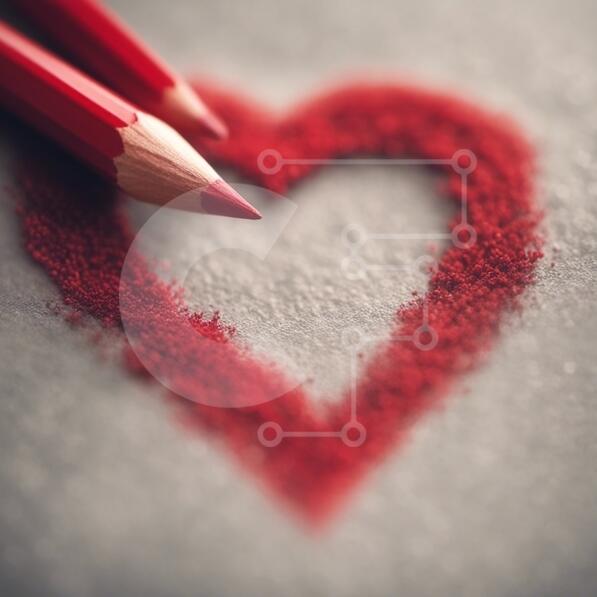 Romantic Red Pencils Heart Shape stock photo | Creative Fabrica