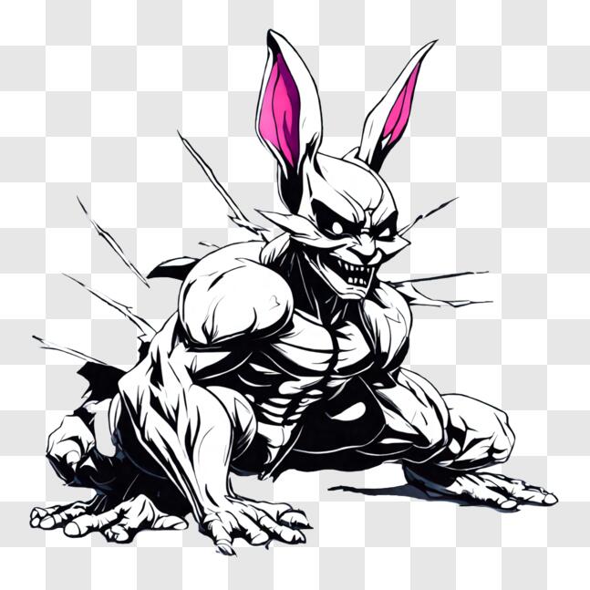 Download Muscular Bunny Cartoon Illustration PNGs Online - Creative Fabrica