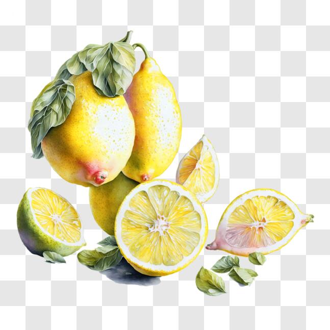 Download Lemons Painting with Cut Lemon PNGs Online - Creative Fabrica