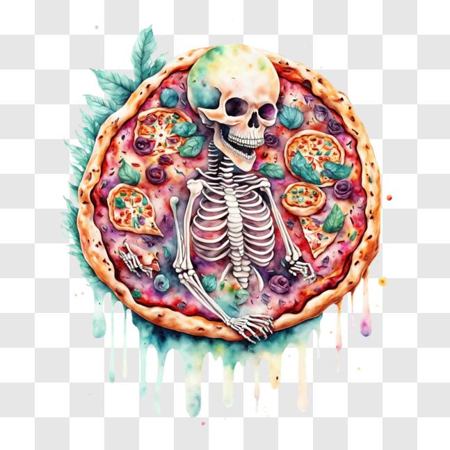Download Skeleton on Pizza with Various Toppings PNGs Online - Creative ...
