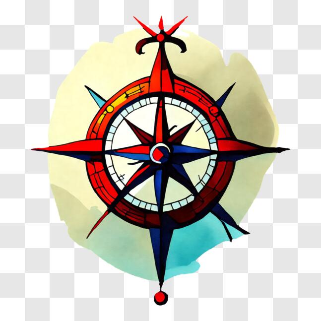 Download Compass with Red and Blue Needles PNG Online - Creative Fabrica
