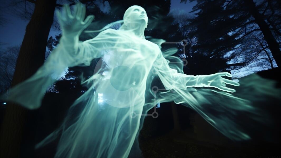 Mysterious Ghost Figure in Dark Clothing stock photo | Creative Fabrica