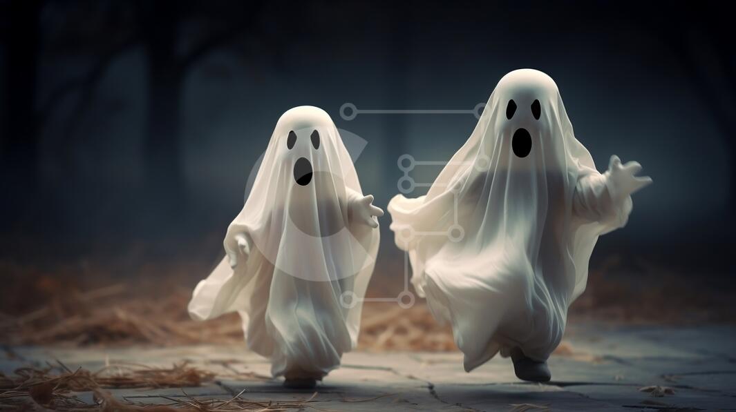 Eerie Ghosts in a Spooky Forest stock photo | Creative Fabrica
