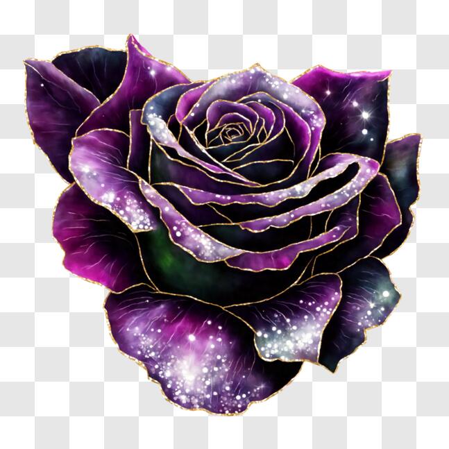Download Purple Rose with Glitter and Sparkles PNGs Online - Creative ...