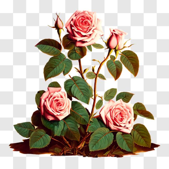 Download Three Pink Roses in Full Bloom PNGs Online - Creative Fabrica